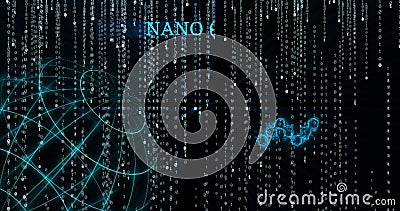 Glowing Nano NANO Symbol Against Falling Binary Code Symbols Stock ...
