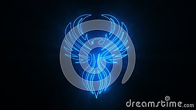 Blue Phoenix Eagle Animated Logo Loop Graphic Element Stock Footage ...