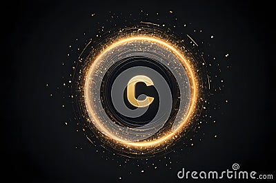 Glowing Copyright Symbol In A Dynamic Circular Design Royalty-Free ...
