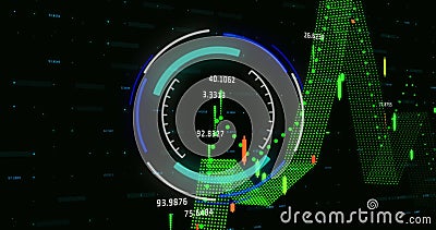 Glowing Green Graph, Processing Data and Blue Data Loading Icon on ...