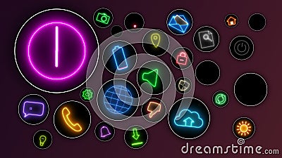 Glowing Icons Set stock footage. Video of loop, checkpoint - 83496372