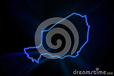 Glowing Map Of Niger, Modern Blue Outline Map Stock Photo ...