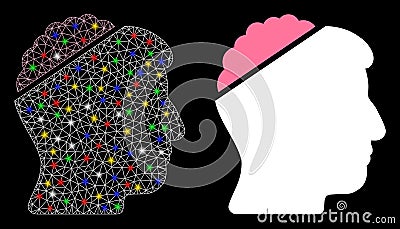 Flare Mesh 2D Open Mind Icon With Flare Spots Cartoon Vector ...