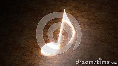 Glowing Musical Note on the Table. the Magic of Music. Note with Rays ...