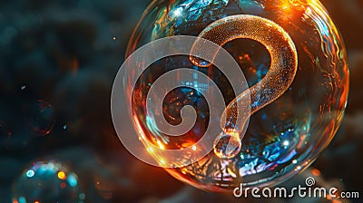 A Glowing Question Mark Inside A Sparkling Bubble. Stock Photo ...