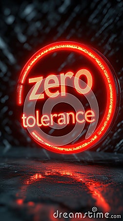 Glowing Zero Tolerance Sign In Dark, Minimalistic Design Royalty-Free ...