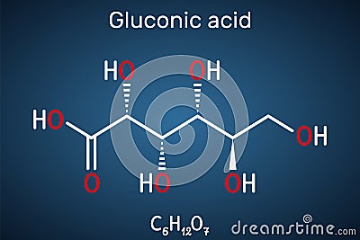 Gluconic Acid, C6H12O7 Molecule. It Is PHA, Polyhydroxy Acid. The Salt ...