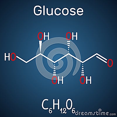 Glucose Dextrose, D-glucose Molecule. Linear Form. Structural Chemical ...