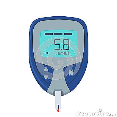 Glucose Test. Medical Device For Measure Sugar In Blood. Vector Royalty ...