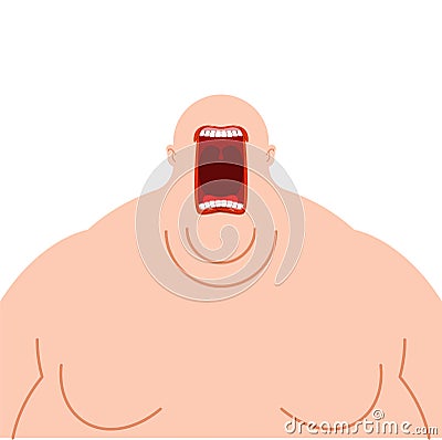 Glutton Hungry. Fat Man Open Mouth. Heavy Eater Cartoon Vector ...