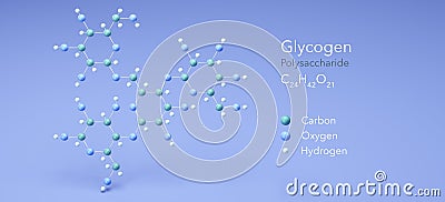 Glycogen, Polysaccharide. Molecular Structures, 3d Rendering ...