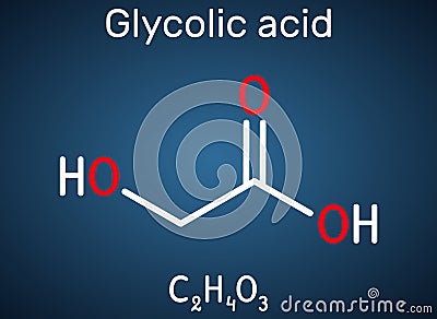 Glycolic Acid, Hydroacetic Or Hydroxyacetic Acid, C2H4O3 Molecule. It ...