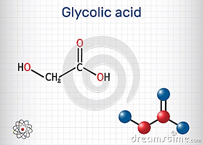 Glycolic Acid, Hydroacetic Or Hydroxyacetic Acid, C2H4O3 Molecule. It ...