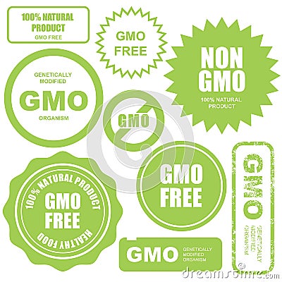 GMO Free Non GMO and Organic Guarantee Tag Label Emblem Sticker Stock ...
