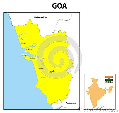 Goa Map. Goa Administrative And Political Map. Goa Map With ...