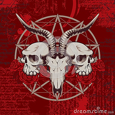Goat Skull On The Background With Occult Symbols Royalty-Free Stock ...