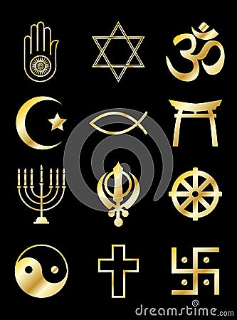 De Symbolen Van De Godsdienst Van De Wereld Vector Illustratie ...