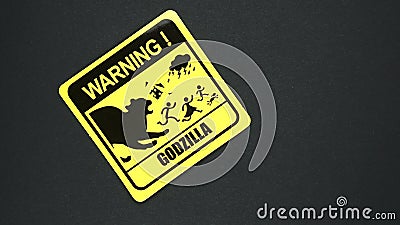 Godzilla Warning Sign Word Text Stock Video - Video of black ...