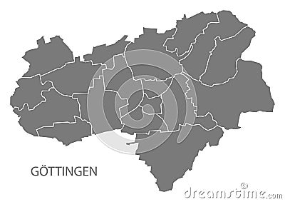 Goettingen City Map With Boroughs Grey Illustration Silhouette Shape ...