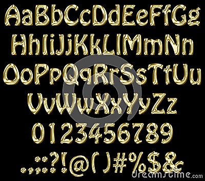 Golden Alphabetical Letters, Numbers and Symbols Stock Illustration ...