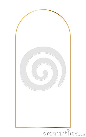 Gold Arc Long Frame. Vector Outline Thin Aesthetic Border For ...