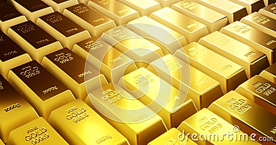 Gold Bars Row Produce from 3d Render with Loop Animation. Stock Video ...