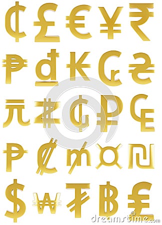 Gold Currency Symbols Stock Illustration - Image: 60015915