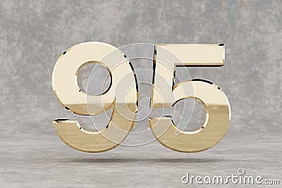 Gold 3d Number 95. Glossy Golden Number On Concrete Background. 3d ...