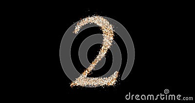 Gold Glitter Number 2 Loop. a Figure of Sparkling Particles. 3d ...