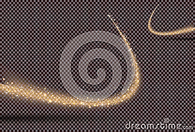 Gold Glitter Trail On Transparent Background. Cartoon Vector ...