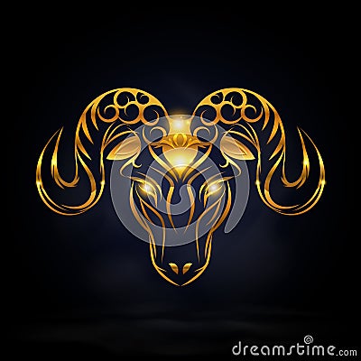 Gold Goat Symbol Vector Illustration | CartoonDealer.com #46997210