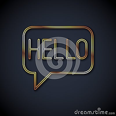 Gold Line Hello In Different Languages Icon Isolated On Black ...