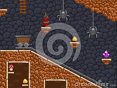Gold Mine Game Background Cartoon Vector | CartoonDealer.com #40973767