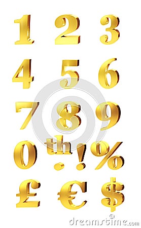 Gold Numbers And Currency Symbols Stock Photo | CartoonDealer.com #22949688
