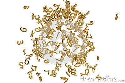 Gold Numbers Exploded Isolated On White Background. 3D Illustration ...