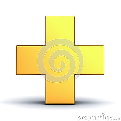 Gold Plus Sign Isolated On White Background With Shadow Royalty-Free ...