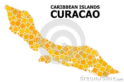 Gold Rotated Square Pattern Map Of Curacao Island Stock Illustration ...