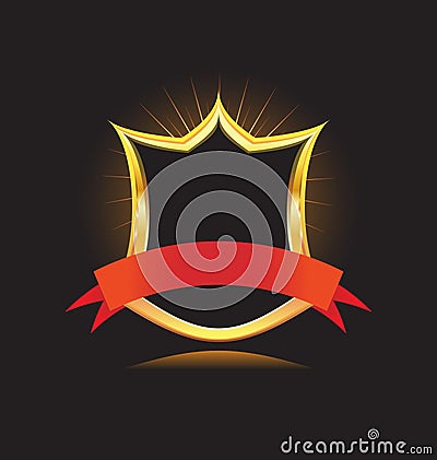 Gold Shield With Ribbon Royalty Free Stock Images - Image: 16092089