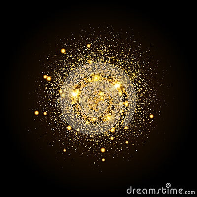 Gold Shiny Particles Shape. Sparkling Background. Stardust Explosion On ...