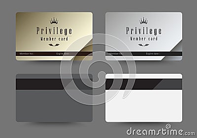 Gold And Silver Privilege Card For Member Template Design. Vecto Vector ...