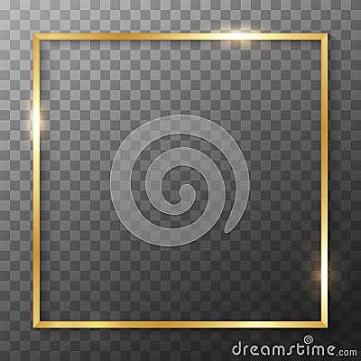 Gold Square 3D Frame. Rectangle Boarder. Golden Vintage Line Border ...