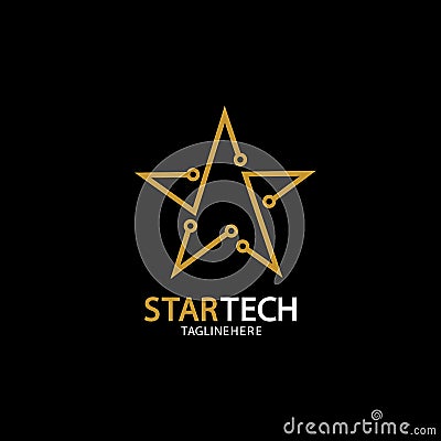 Gold Star Technology Logo On Black Background Vector Illustration ...