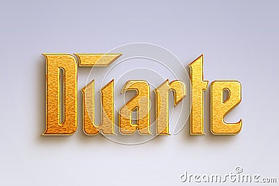 Gold Text Effect Of Spanish Name Duarte On Light-blue Background. Stock ...