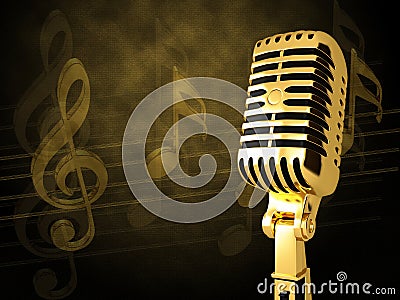 Gold Vintage Microphone Stock Images - Image: 19214554