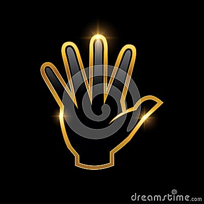 Golden Bare Hand Sign Vector Icon | CartoonDealer.com #258236190
