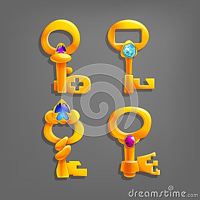 Golden Cartoon Keys. Vector Illustration | CartoonDealer.com #72740358