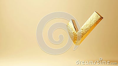 Golden Check Mark Floating On Yellow Background Stock Image ...