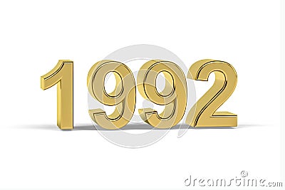 Golden 3d Number 1992 - Year 1992 Isolated On White Background Royalty ...