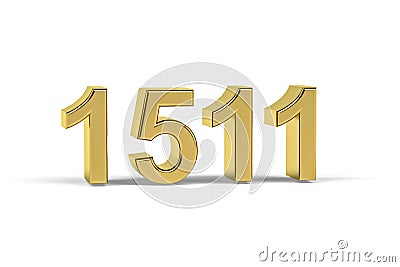 Golden 3d Number 1511 - Year 1511 Isolated On White Background Stock ...