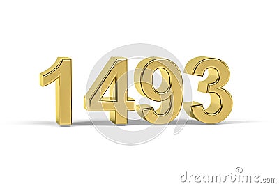 Golden 3d Number 1493 - Year 1493 Isolated On White Background Royalty ...
